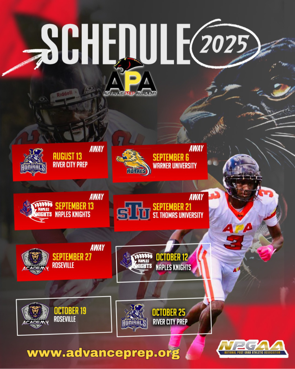 APA Post Grad Releases its 2025 Football Schedule – Advanced Prep Academy